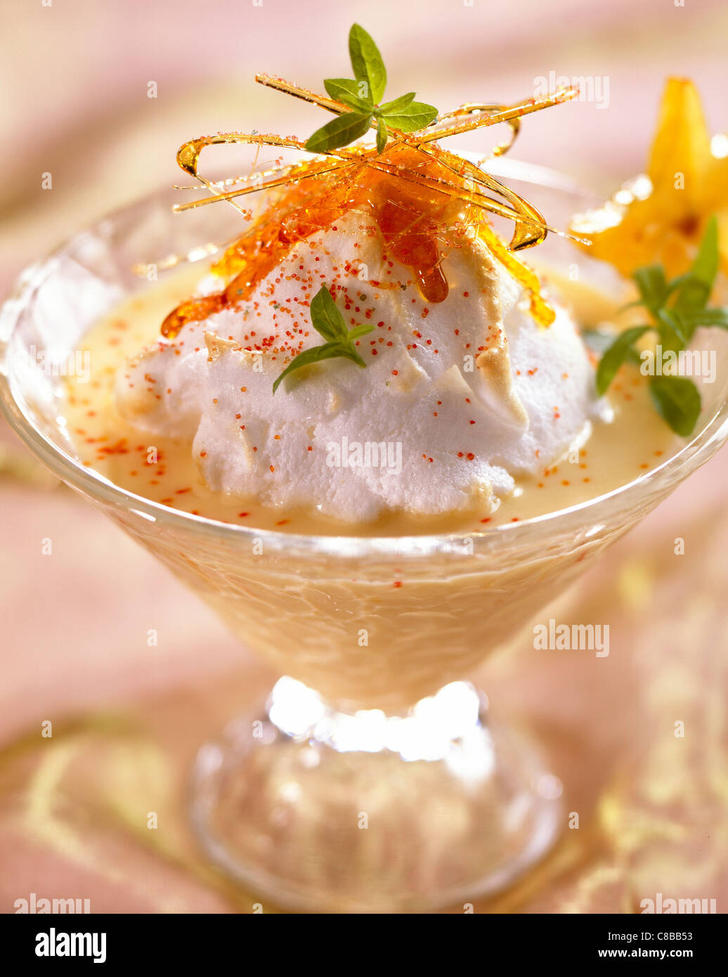 Floating island caramel dessert Stock Photo - Alamy