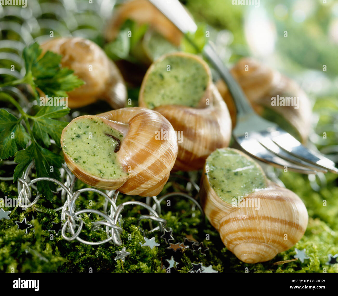 prepared burgundy snails Stock Photo - Alamy