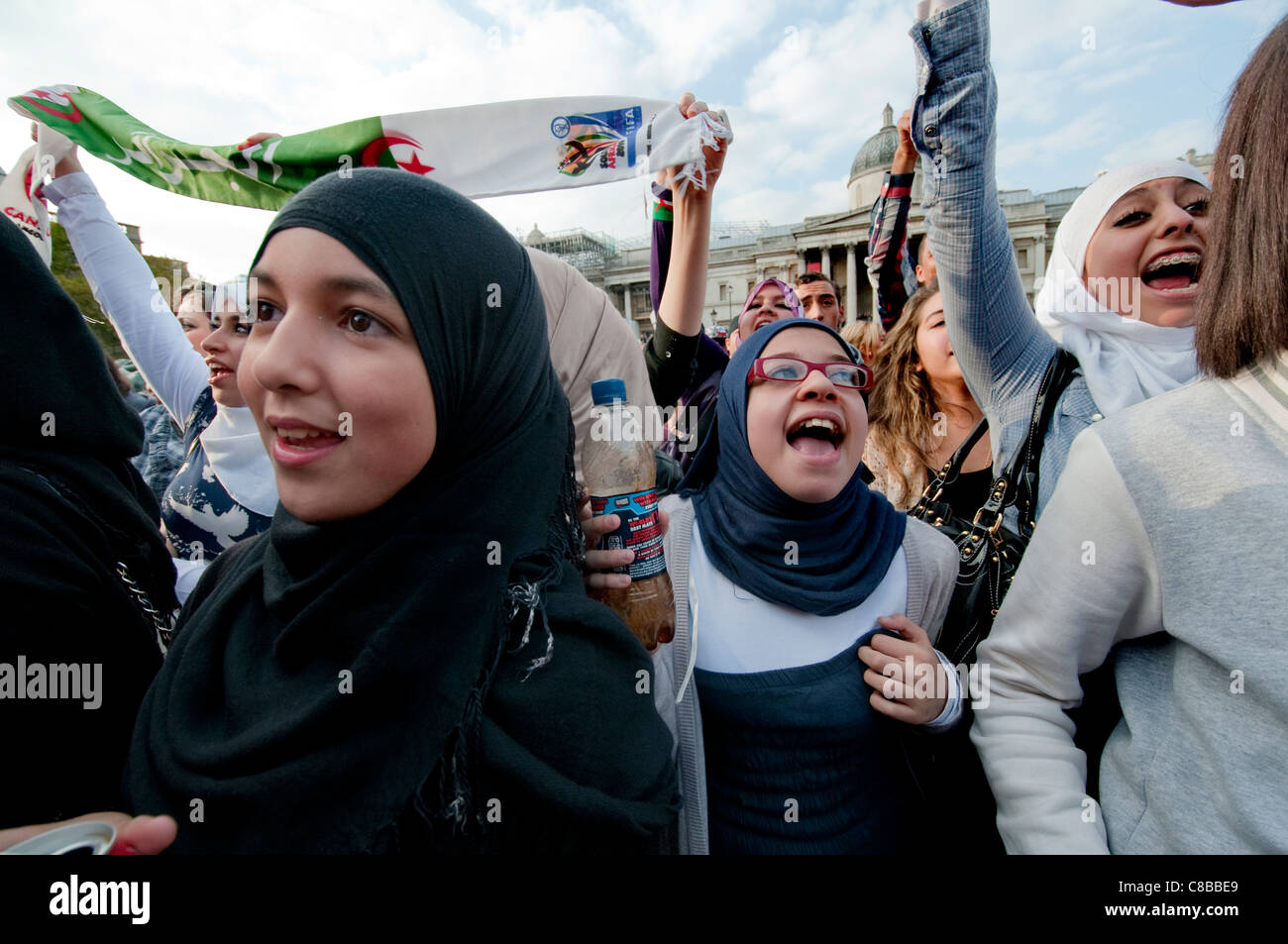 The Muslim community in London celebrate Eid ul-Fitr inn Trafalgar ...