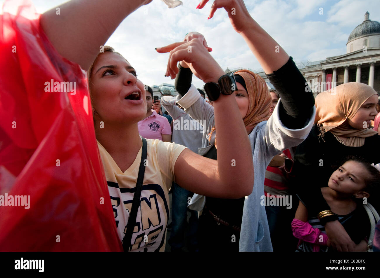 The Muslim community in London celebrate Eid ul-Fitr inn Trafalgar ...