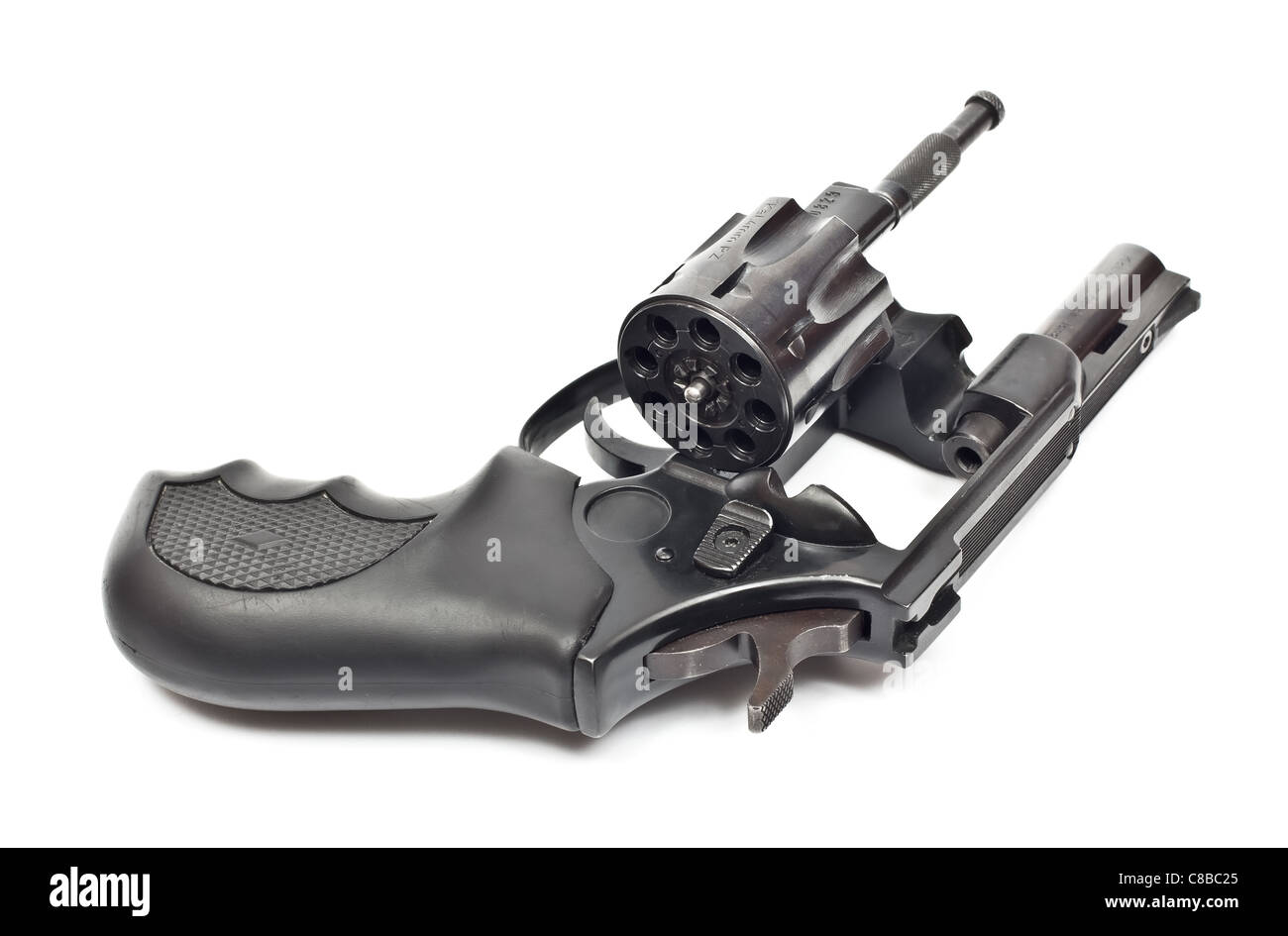 Black revolver gun isolated on white background Stock Photo - Alamy