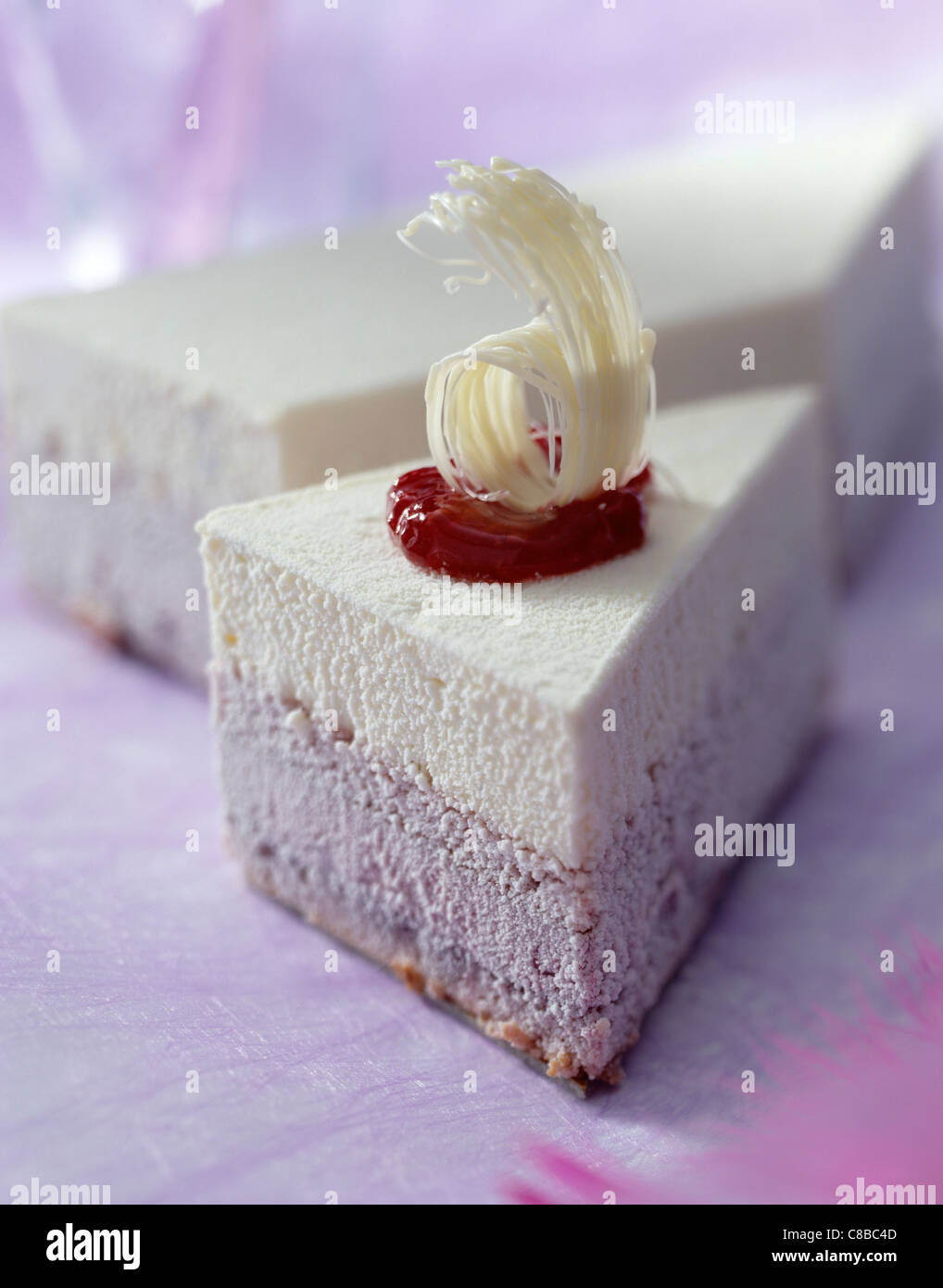 white chocolate and blackberry entremet dessert Stock Photo - Alamy
