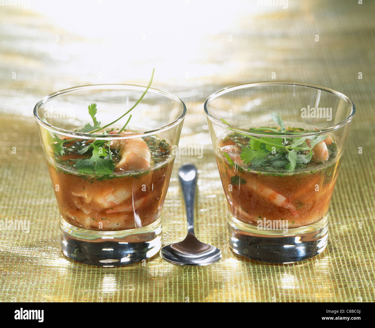 gamba prawns in tomato jelly Stock Photo - Alamy