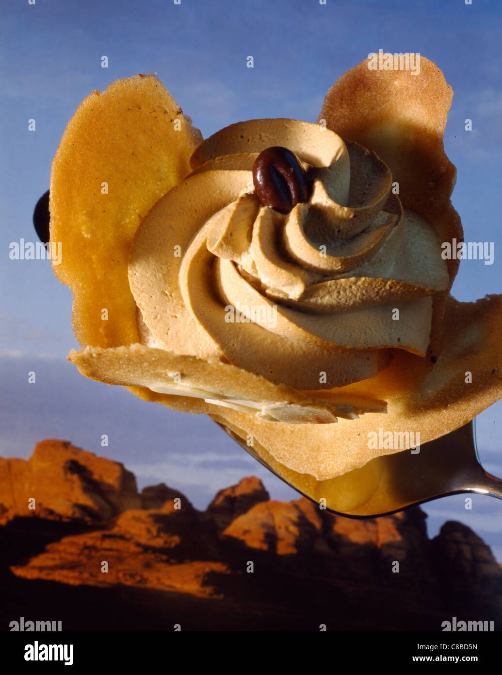 Coffee cream and wafer dessert Stock Photo - Alamy