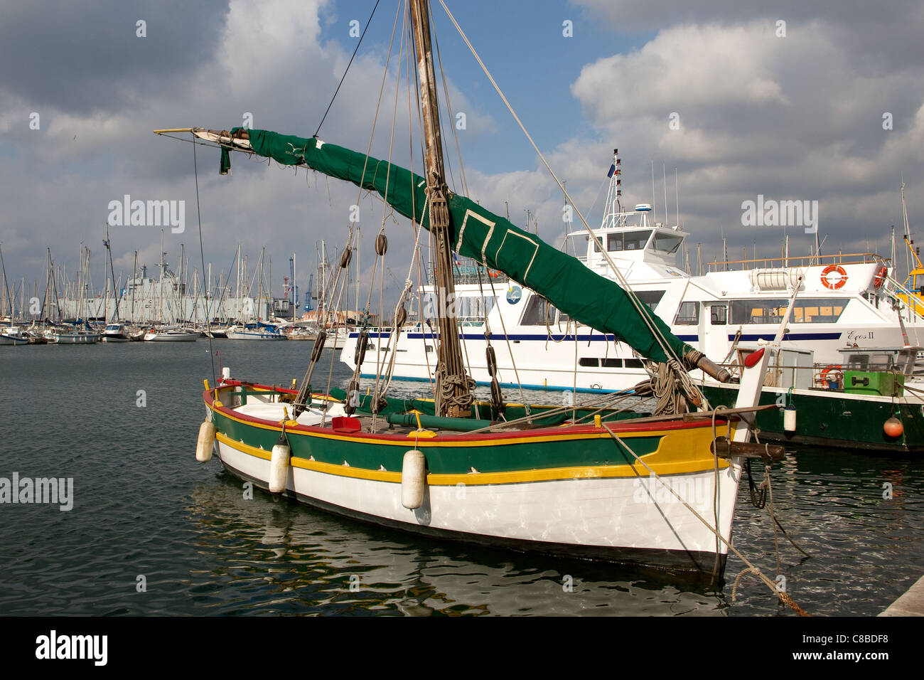 Traditional fishing boat alongside Toulon waterfront France Stock Photo ...