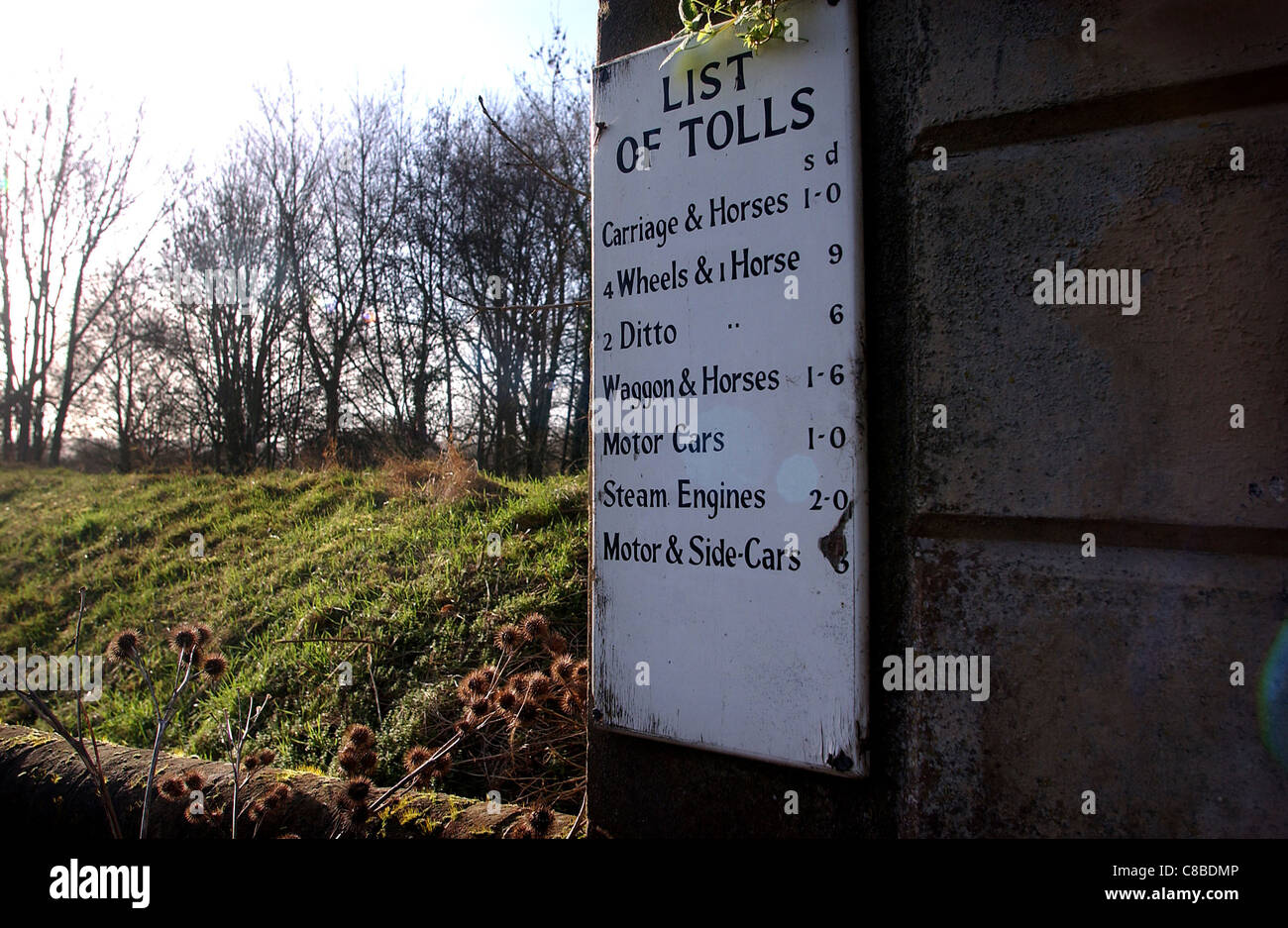 A list of the prices to pass over the old toll bridge at Barcombe Mills ...