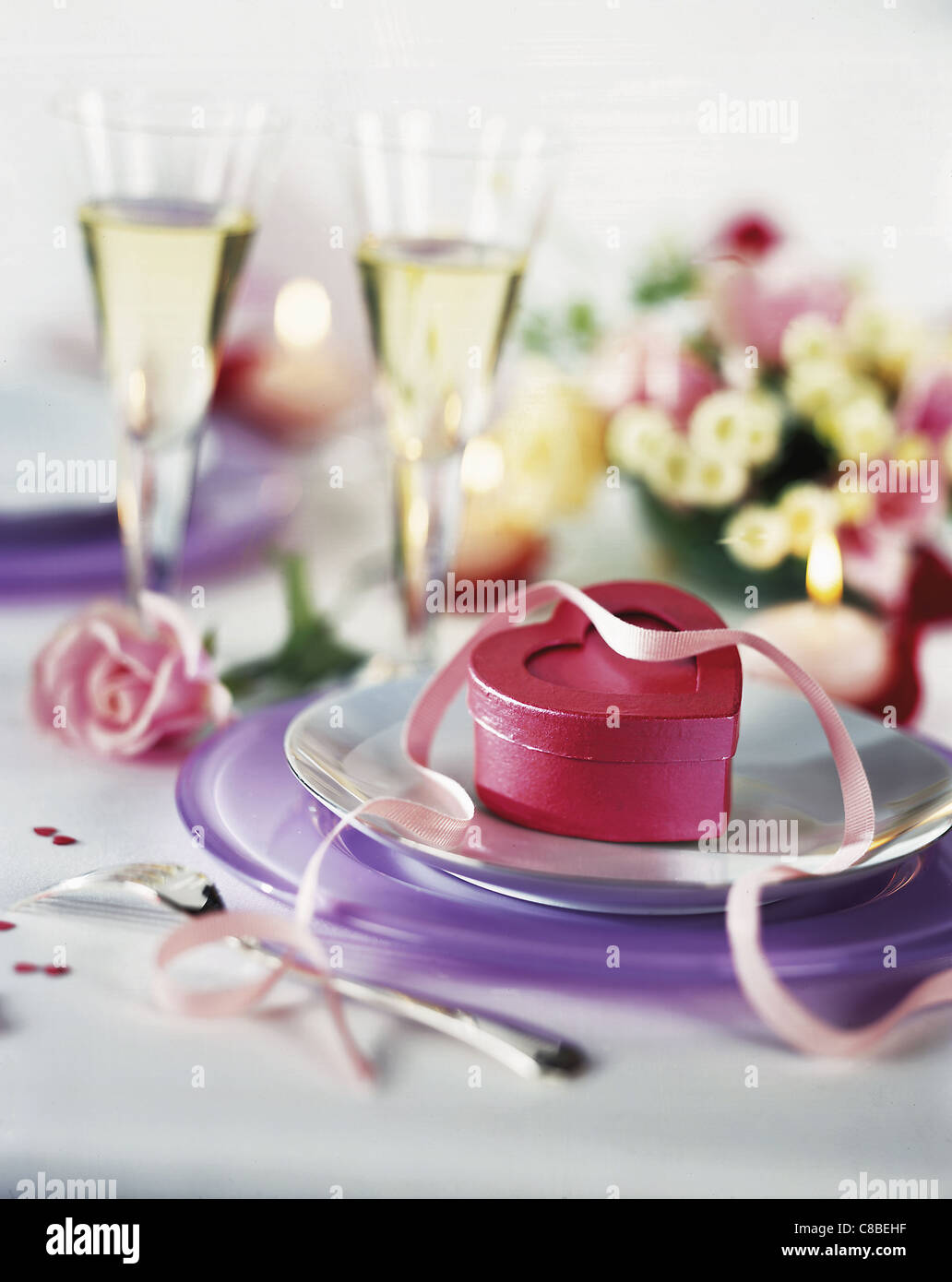 Romantic table set for two Stock Photo - Alamy