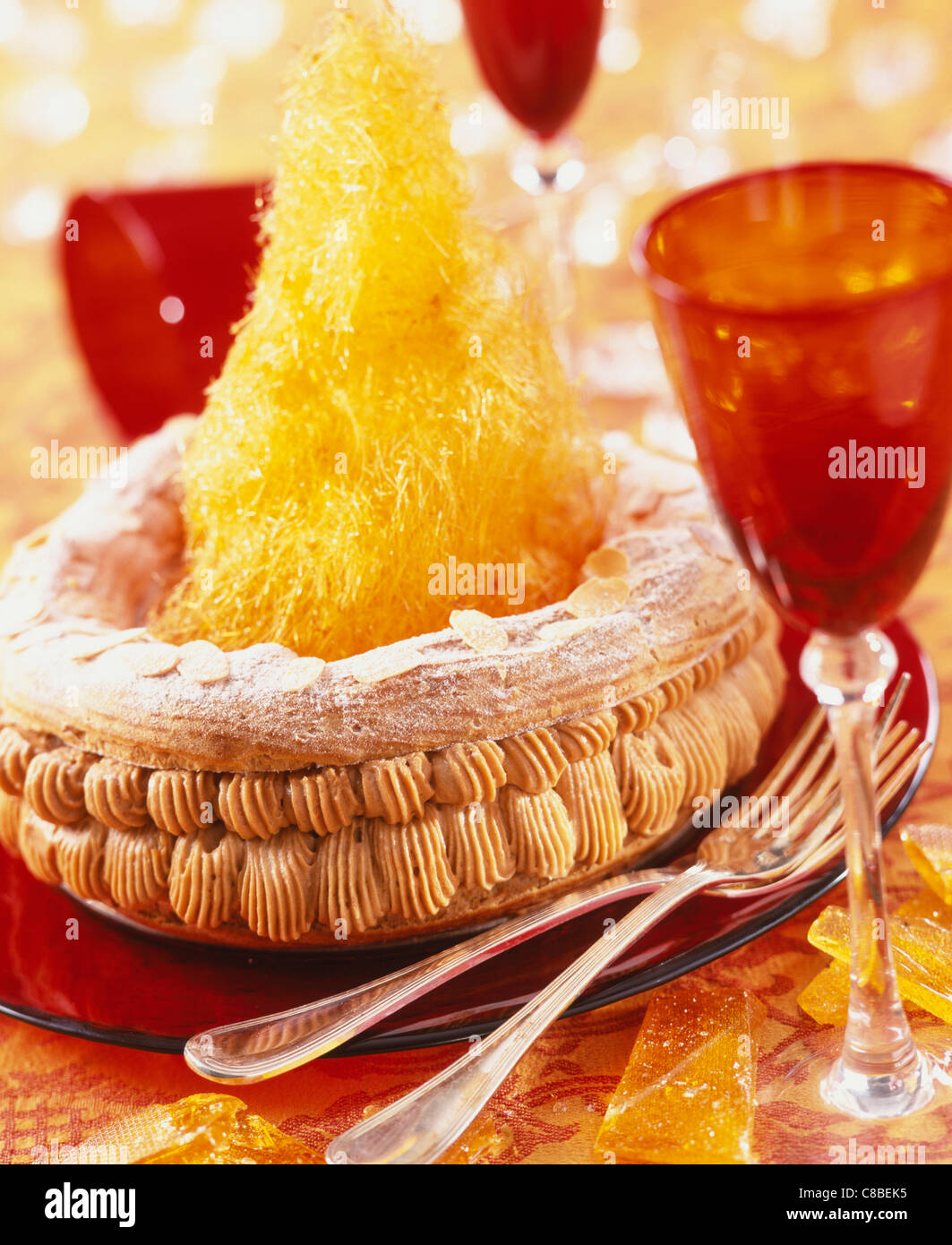 paris-brest chou pastry and cream cake Stock Photo - Alamy
