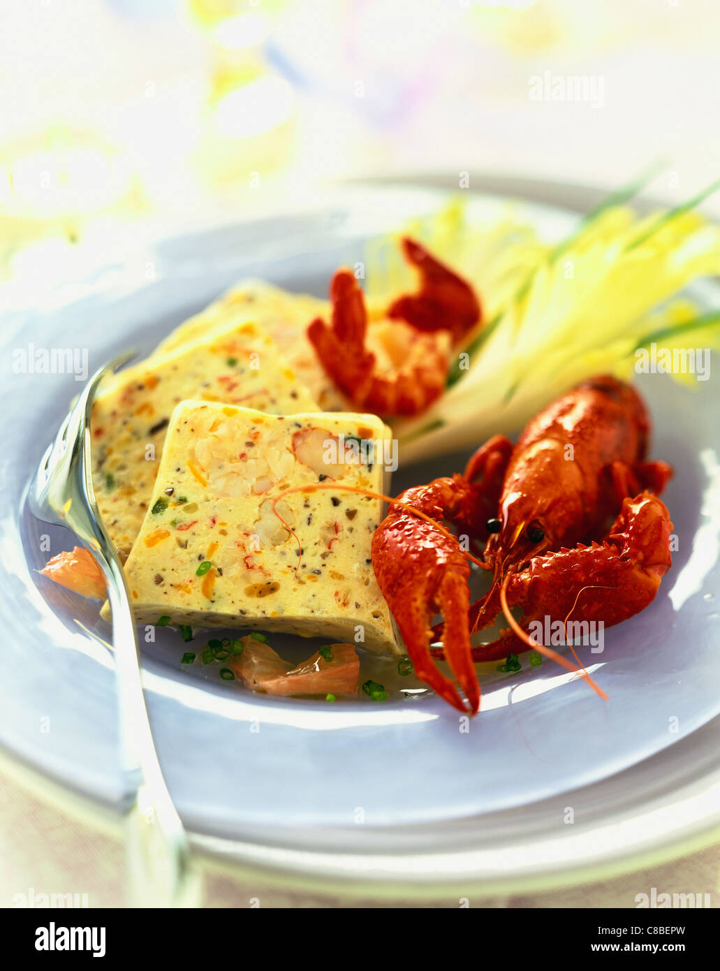 fish terrine with prawns and Dublin Bay prawns Stock Photo - Alamy