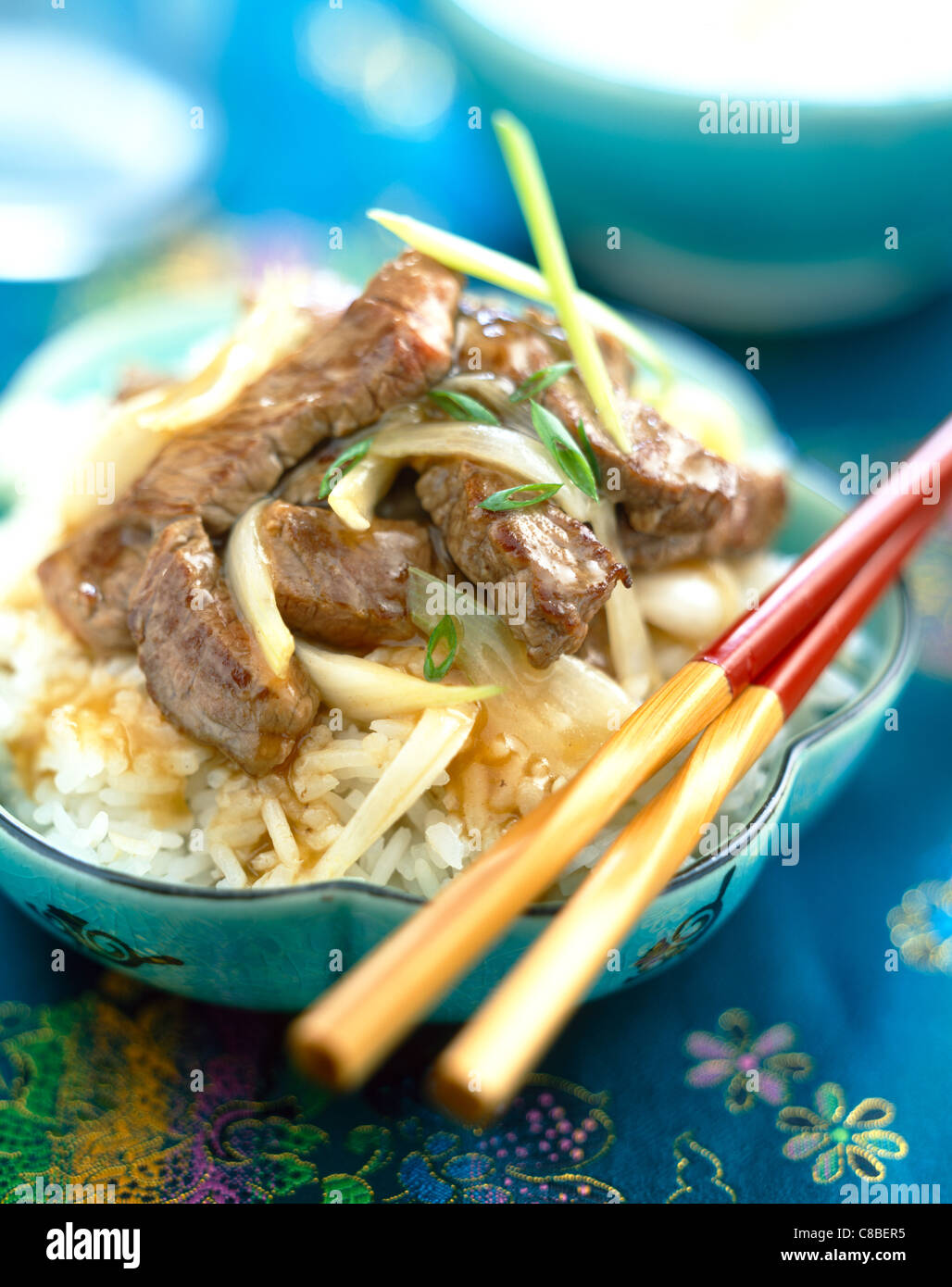 Chinese sautéed beef and rice Stock Photo - Alamy