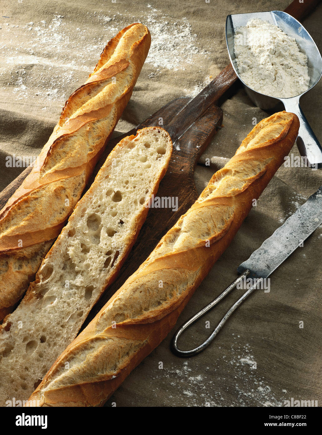 baguette sliced lengthways Stock Photo - Alamy