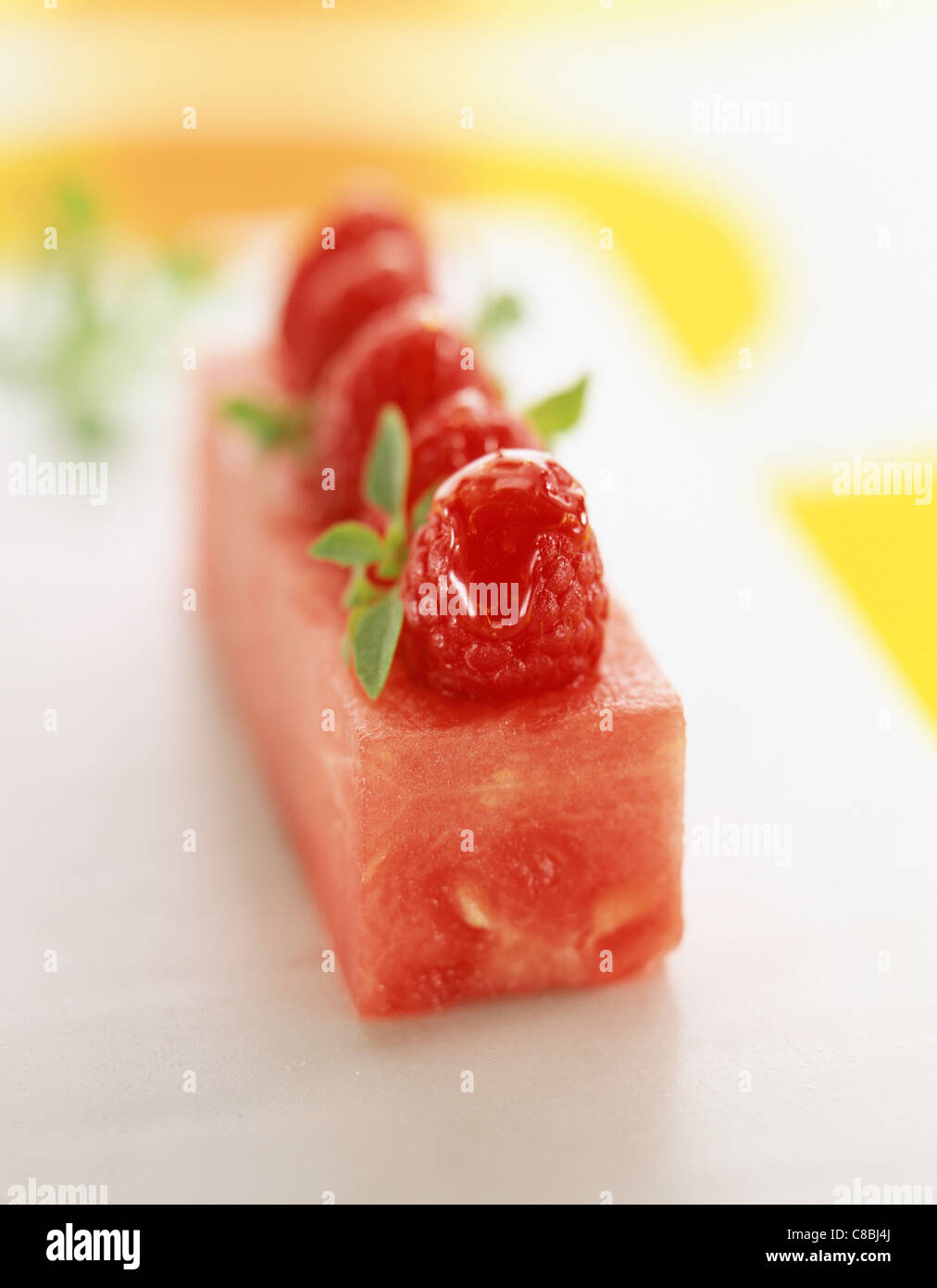 watermelon terrine with raspberries Stock Photo - Alamy