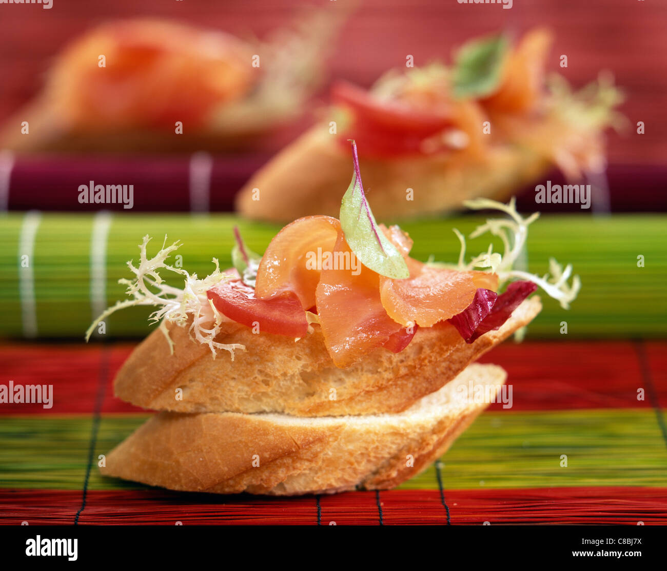 salmon and lettuce leaf sandwich Stock Photo - Alamy