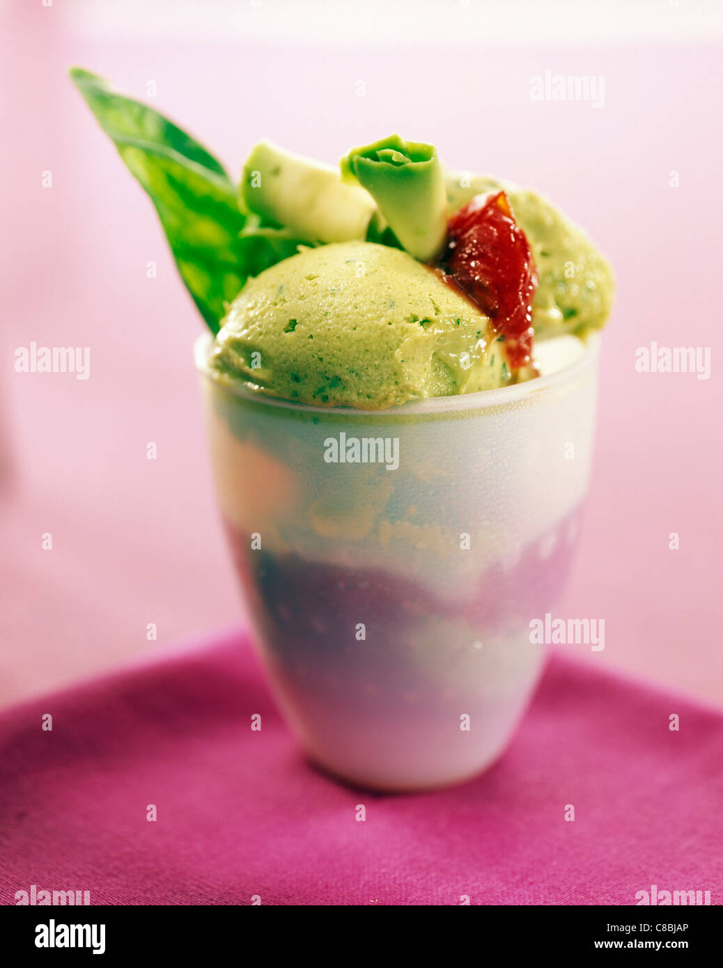 avocado, basil and dried tomato ice cream Stock Photo - Alamy