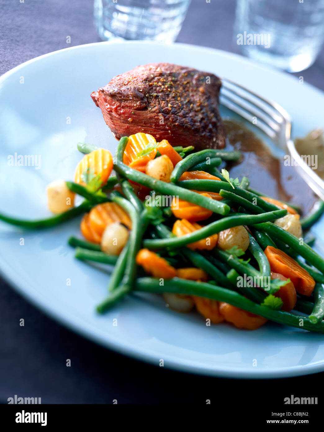 Five pepper, pan-fried ostrich with vegetables Stock Photo - Alamy