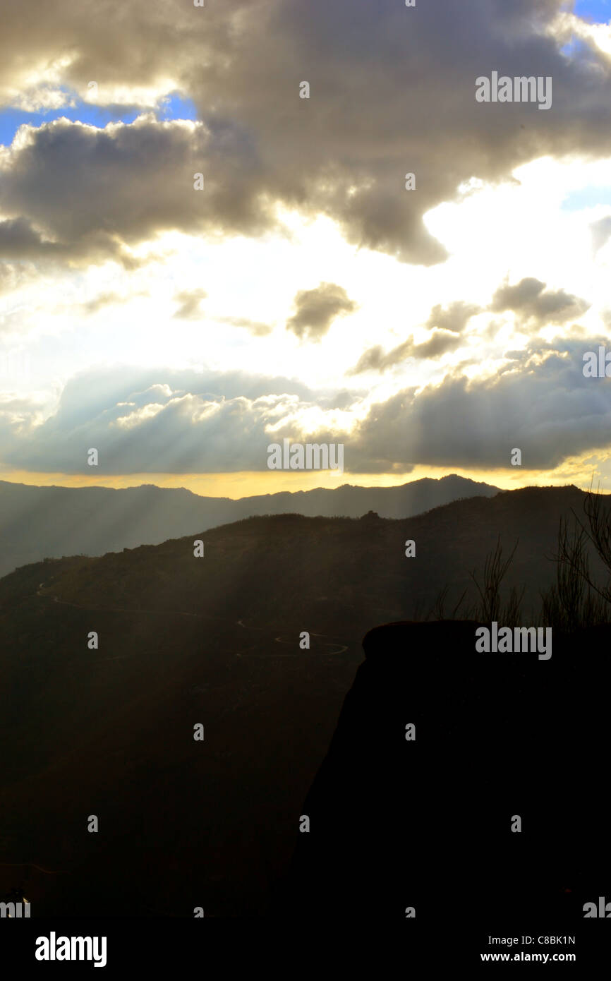 God rays over the mountains Stock Photo - Alamy