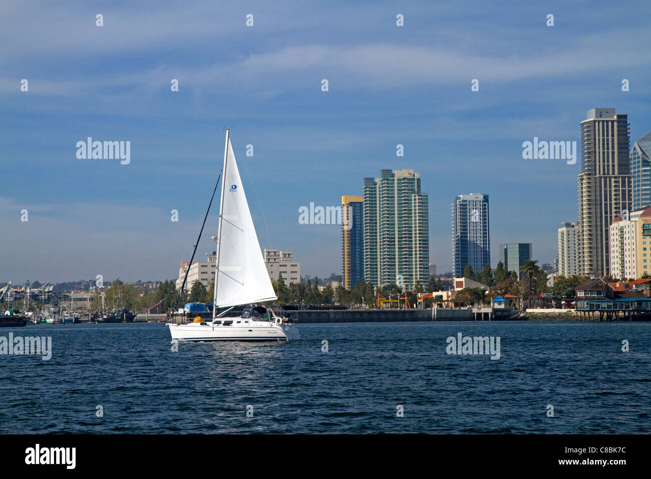Sailboat in the harbor at San Diego, California, USA Stock Photo - Alamy