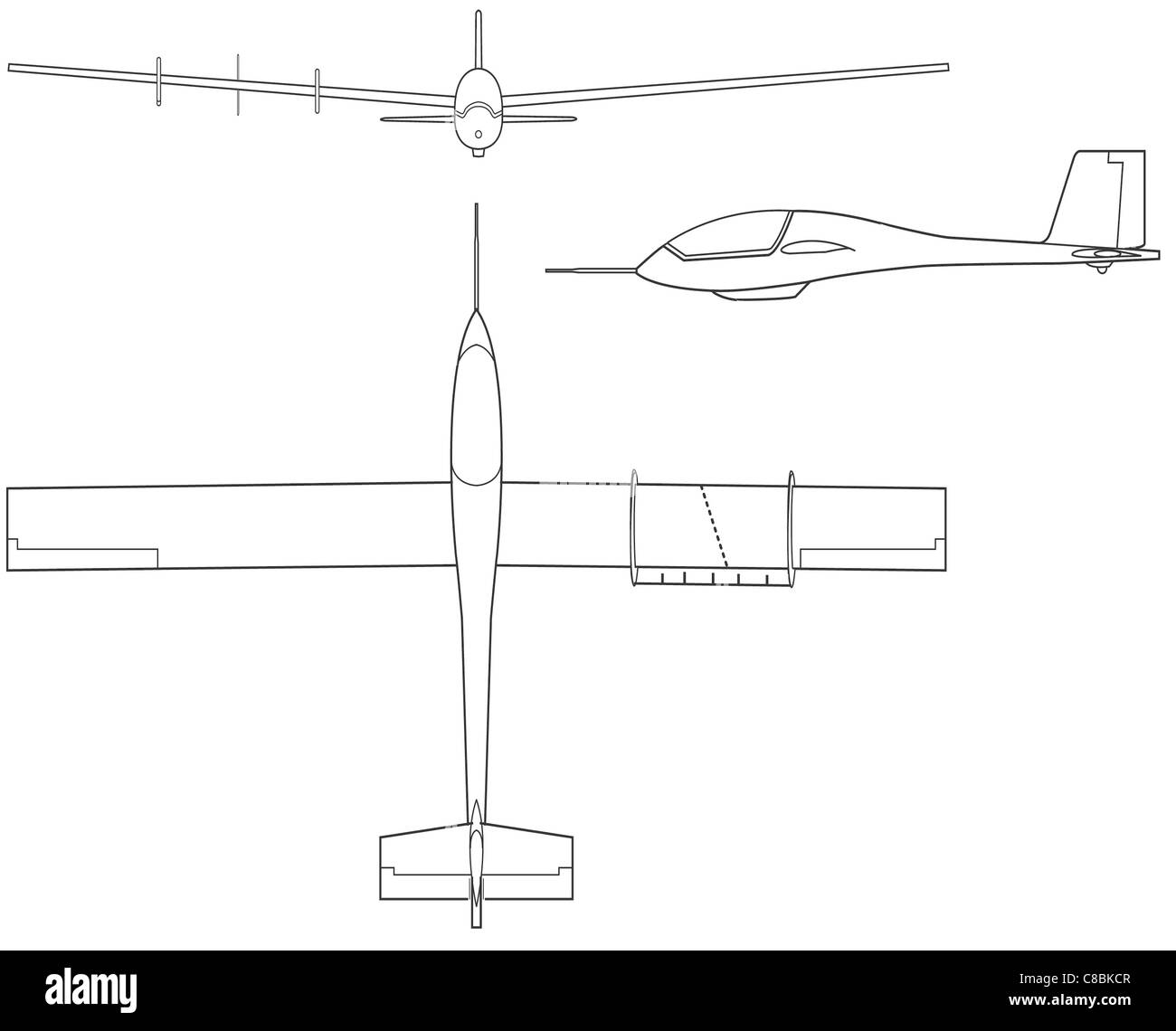 The Apex High-Altitude Flight Experiment 3 view aircraft line art ...