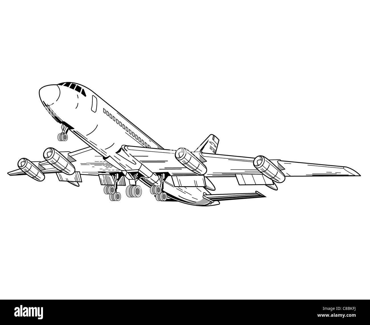3 view aircraft line art drawing A Convair 990 (CV-990 Stock Photo - Alamy