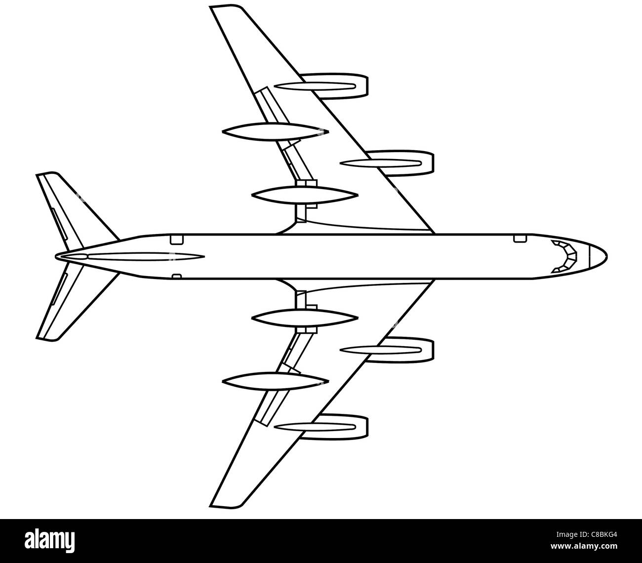 3 view aircraft line art drawing A Convair 990 (CV-990 Stock Photo ...