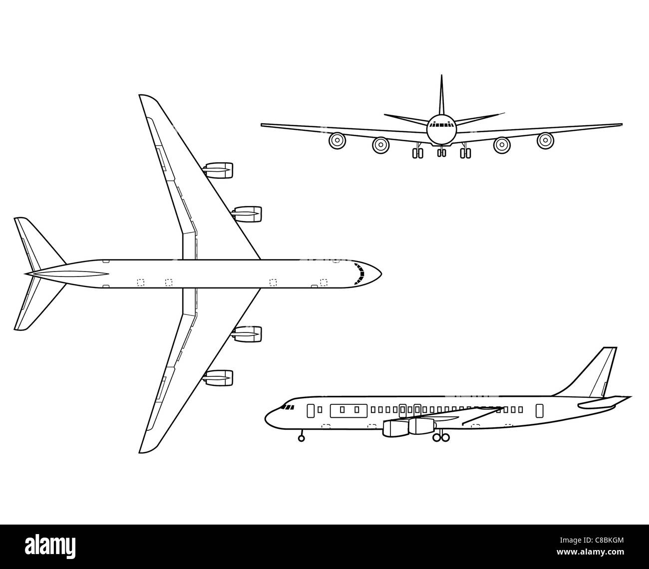 This line art drawing of a DC-8 aircraft shows its transformation into ...