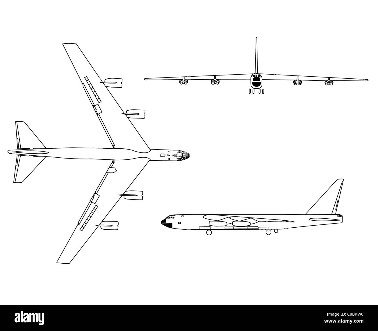 This line art drawing of the NB-52B Stratofortress is depicted from ...
