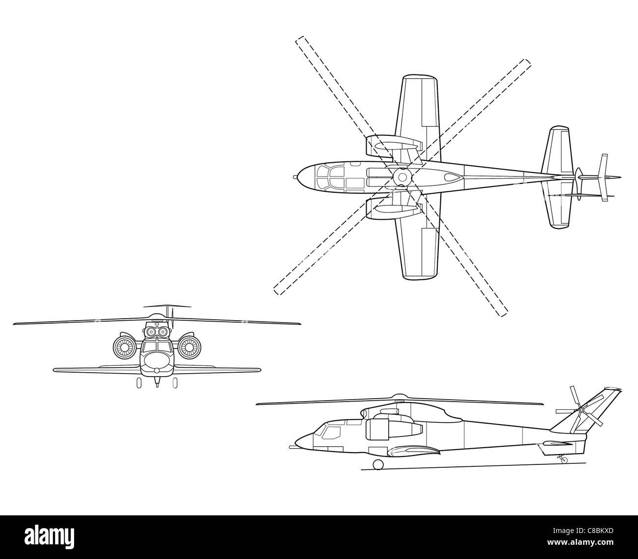 This is a technical line art drawing of the RSRA (Rotor Systems ...