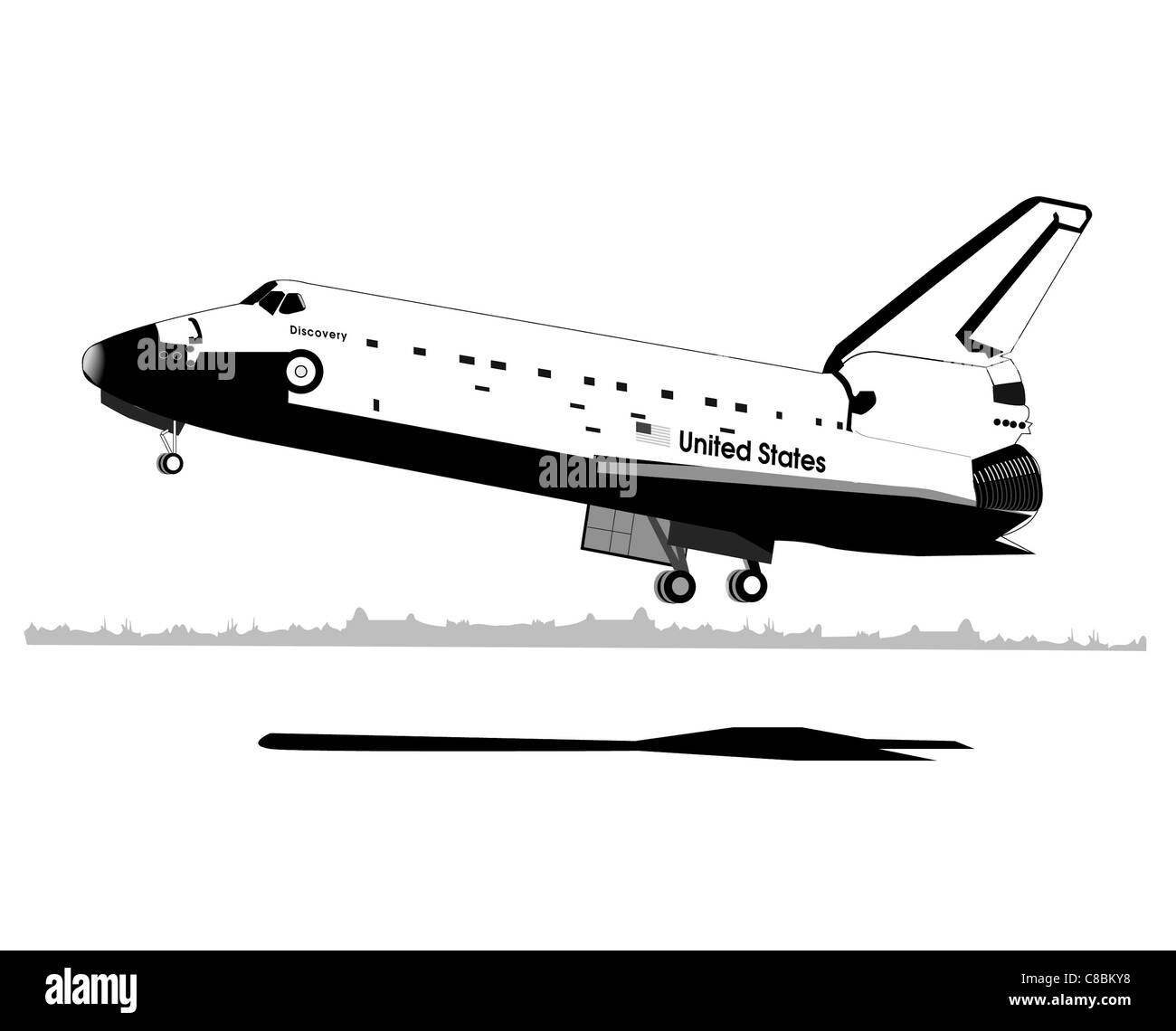 This line art drawing of the STS-Space Shuttle provides detailed ...
