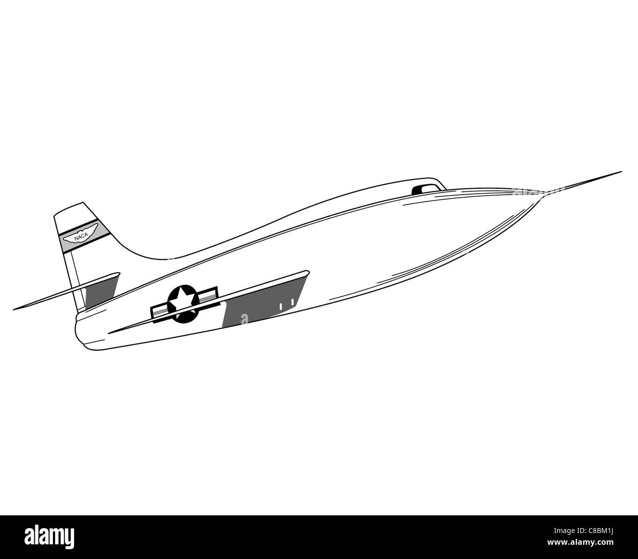 3 view aircraft line art drawing X-1E Stock Photo - Alamy