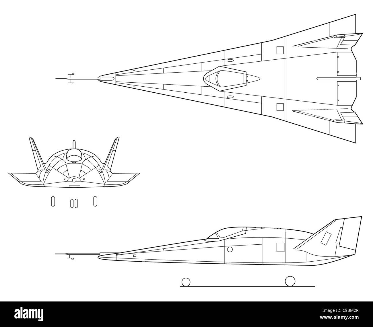 The X24 B aircraft is depicted in a detailed three-view line art ...