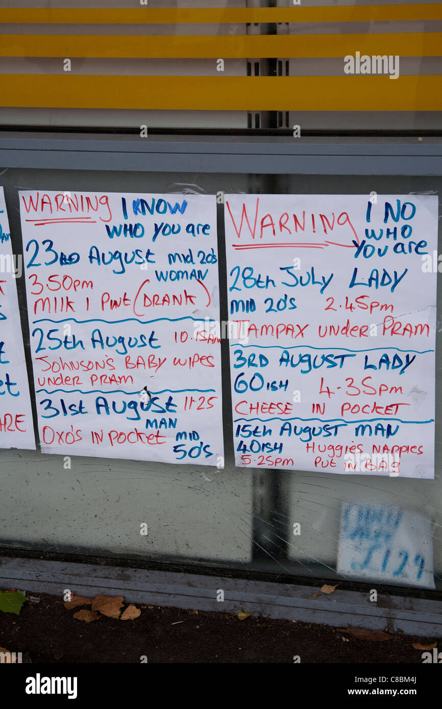 Deterring Theft "Name and Shame" Notices in Shop Window Warning Signs ...