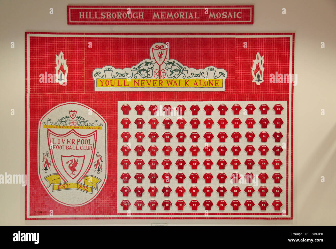 The Hillsborough Memorial Mosaic inside Anfield, home of Liverpool ...
