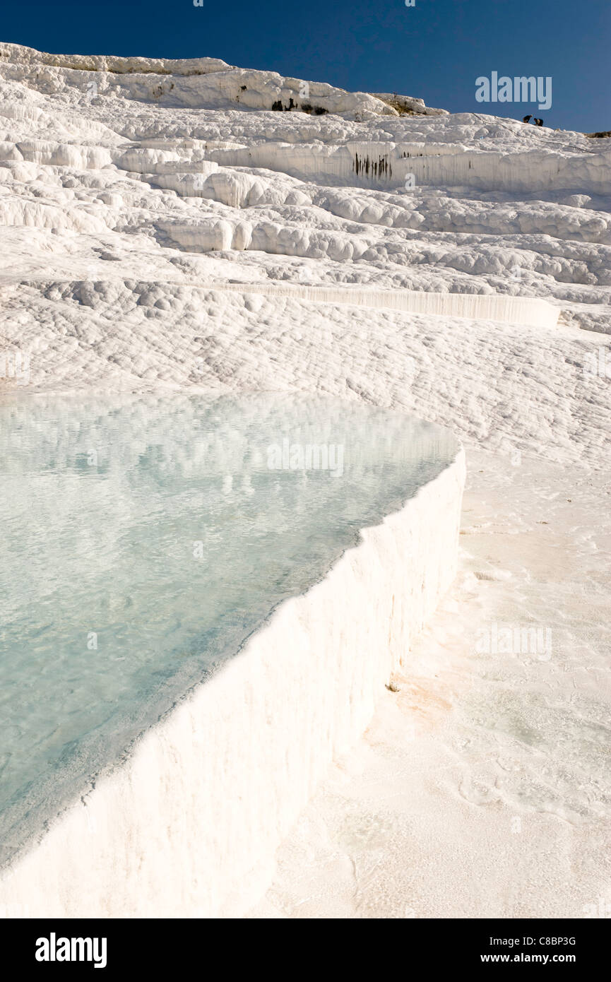 Reflections in the travertines at Pamukkale, Denizli, Turkey Stock ...