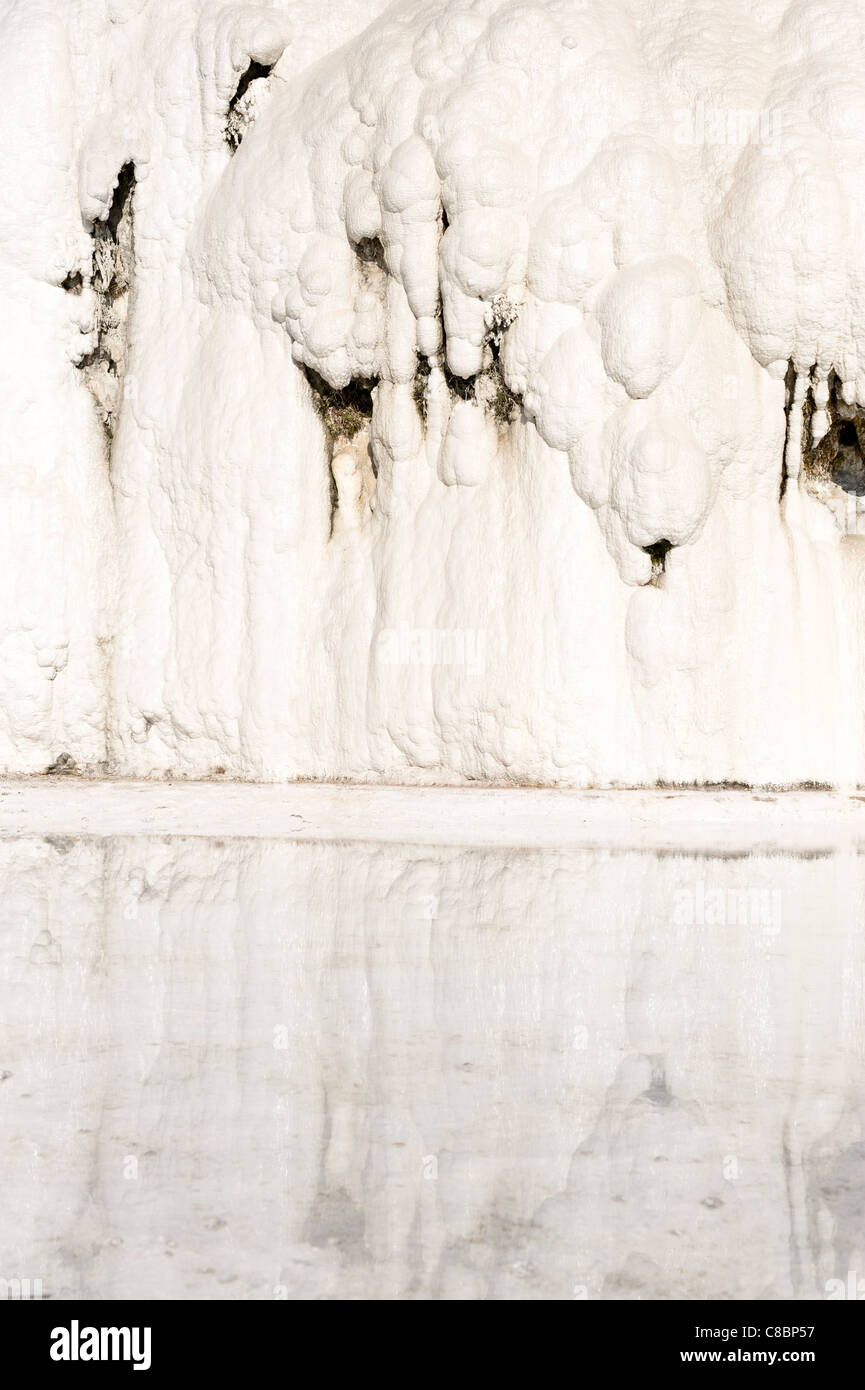 Reflections in the travertines at Pamukkale, Denizli, Turkey Stock ...