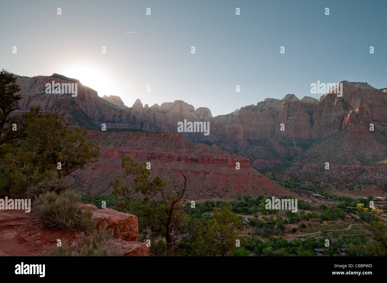 The Watchman stands tall over Zion Canyon in Zion National Park. The ...