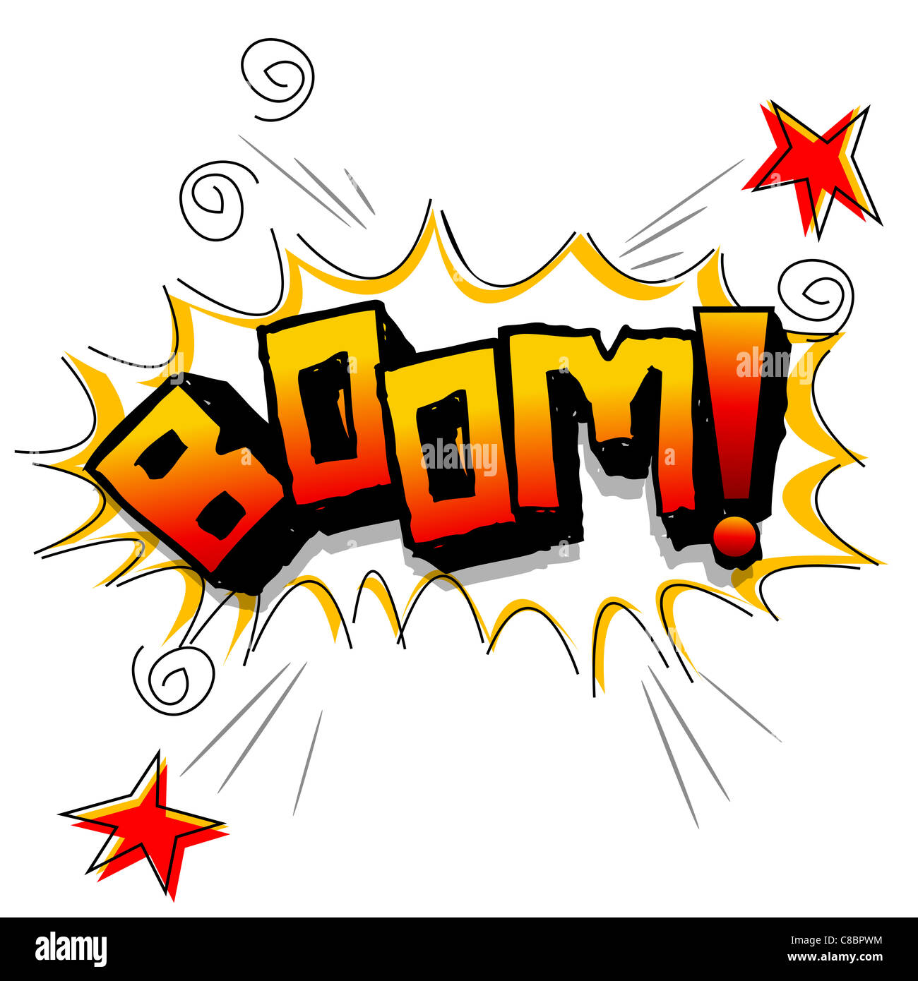 illustration of boom with stars on white background Stock Photo - Alamy