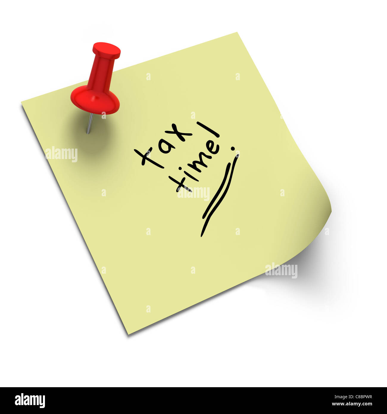 Post it note on white background reminding about tax time Stock Photo ...