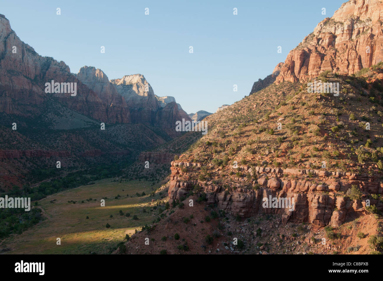The Watchman stands tall over Zion Canyon in Zion National Park. The ...