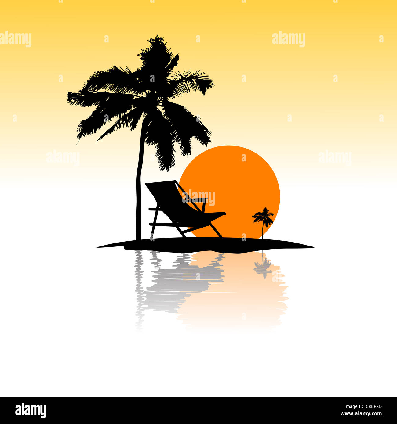 illustration of sea beach card on isolated background Stock Photo - Alamy