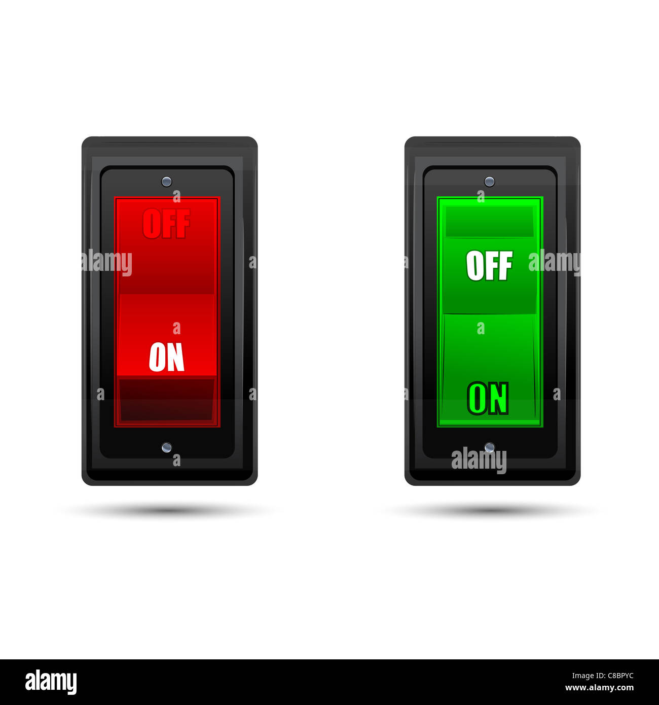 illustration of electric switches on white background Stock Photo - Alamy