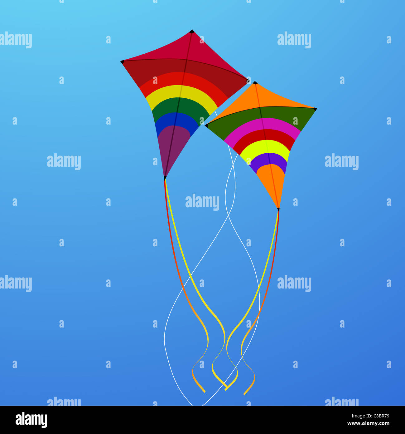 illustration of flying kites Stock Photo - Alamy