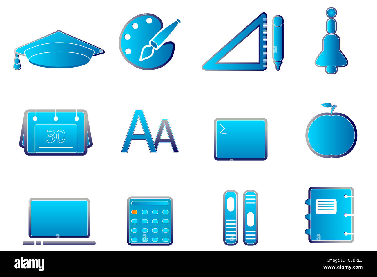 illustration of student icons on white background Stock Photo - Alamy