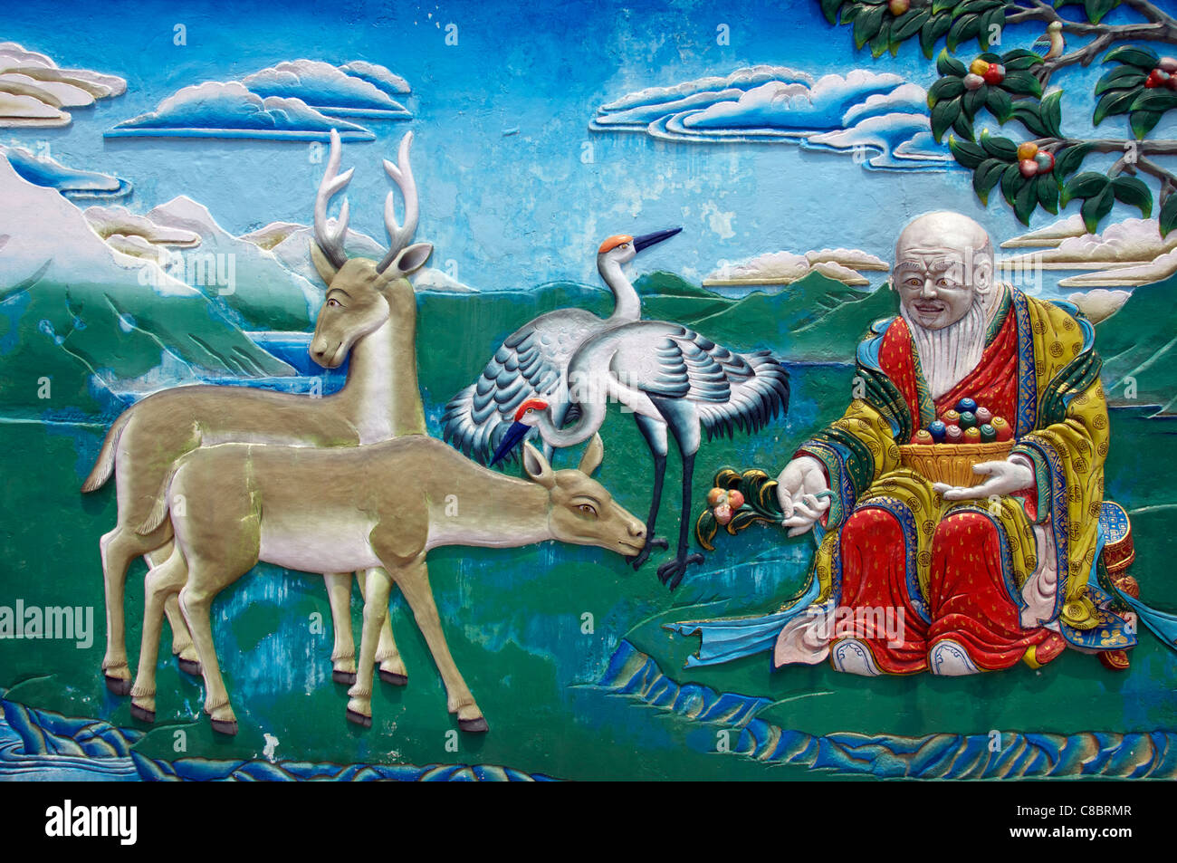 Mythological scene Lingdum Monastery or Ranka Gompa near Gangtok Sikkim ...