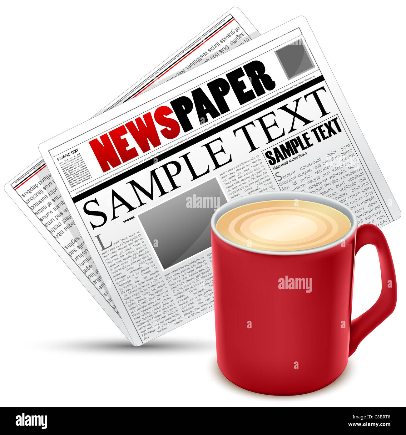 illustration of coffee with news paper on white background Stock Photo ...