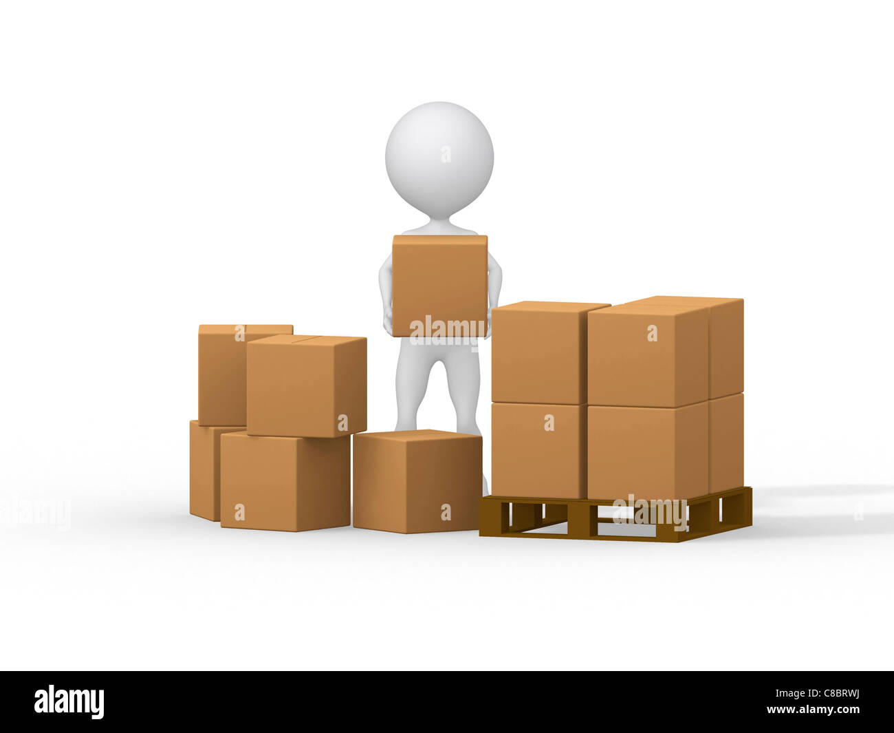 3d small people carrying cardboard boxes. 3d image Stock Photo - Alamy