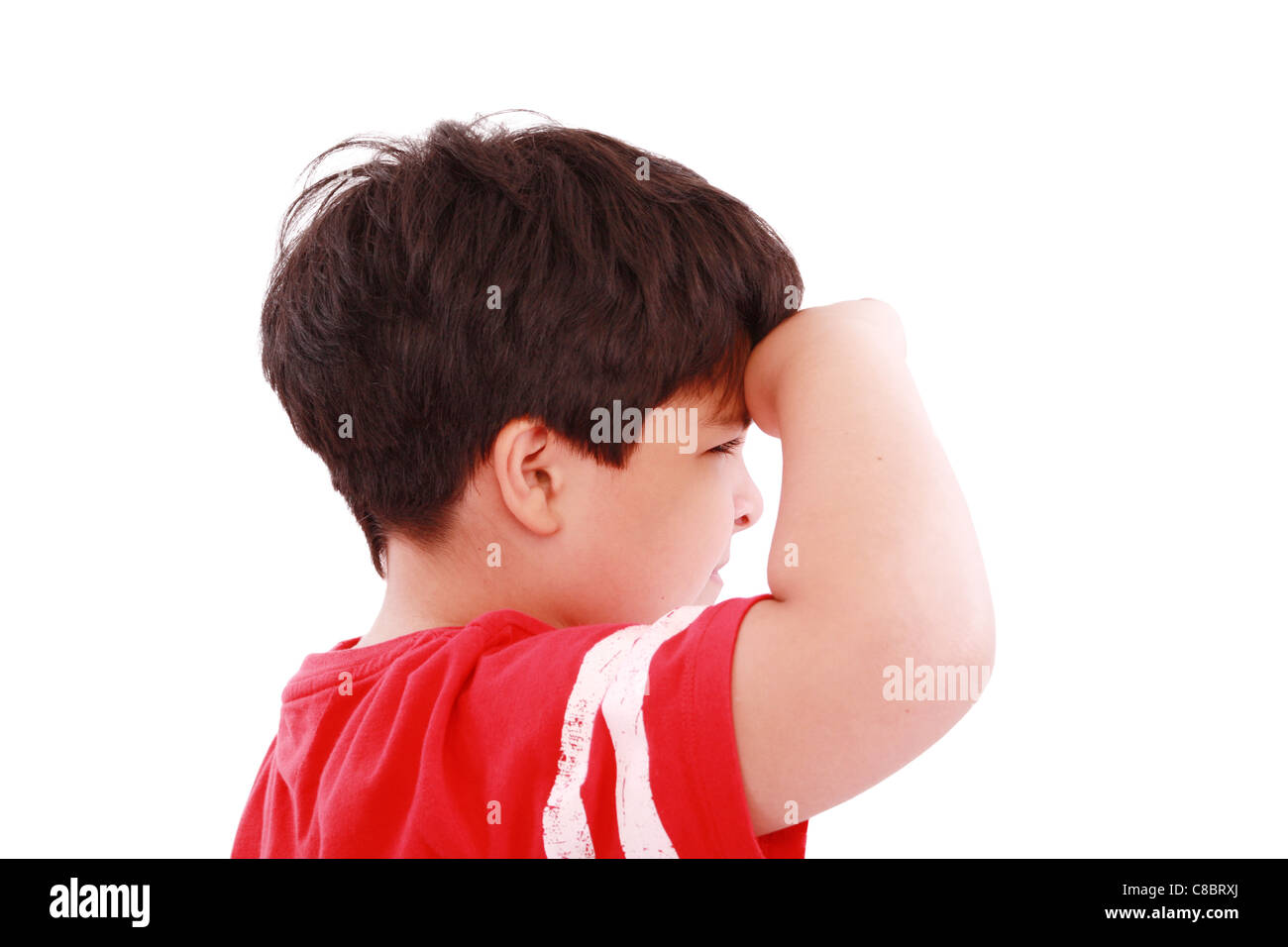 boy intently looking far away, isolated on white background Stock Photo ...