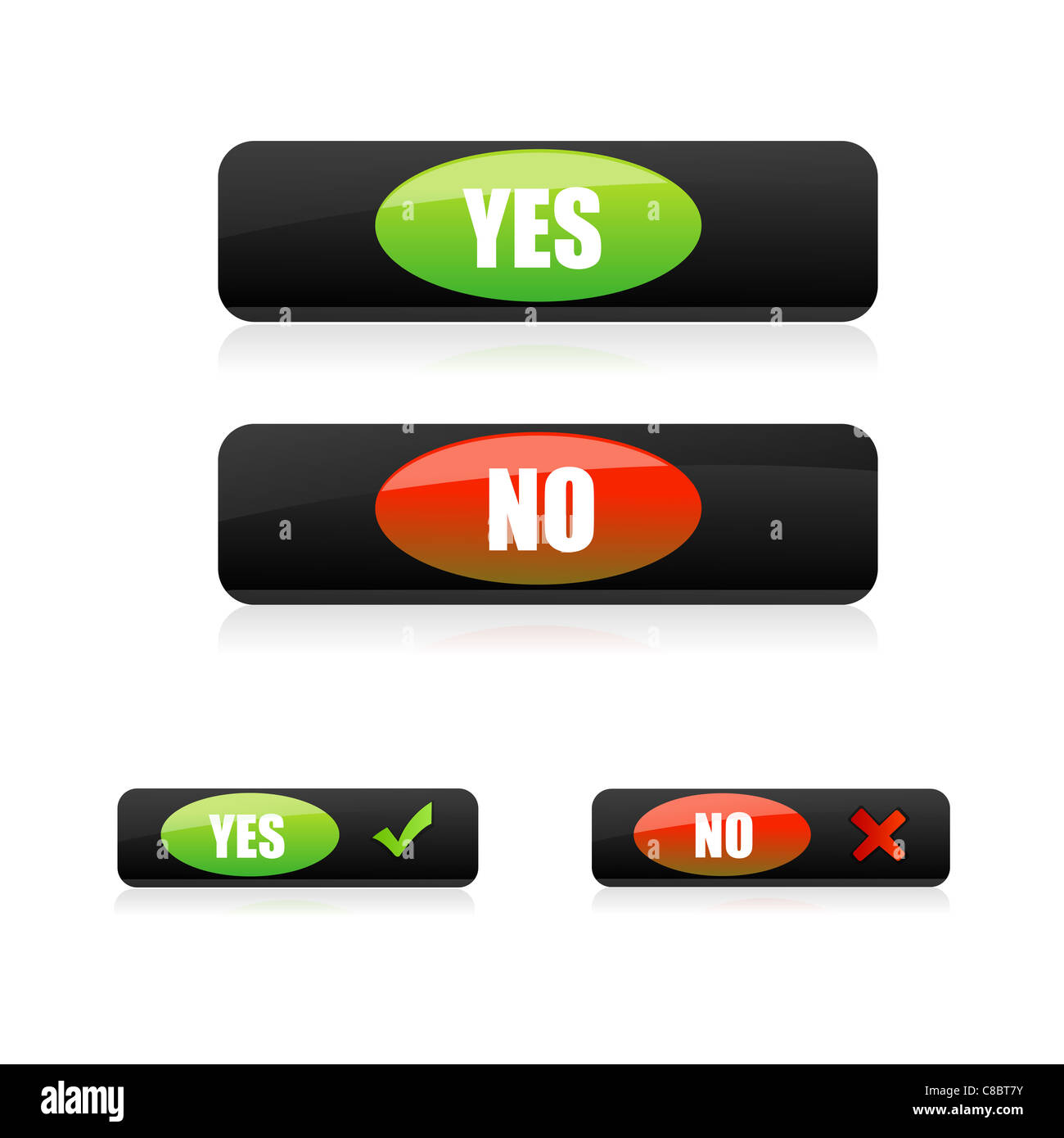 illustration of yes and no buttons on white background Stock Photo - Alamy