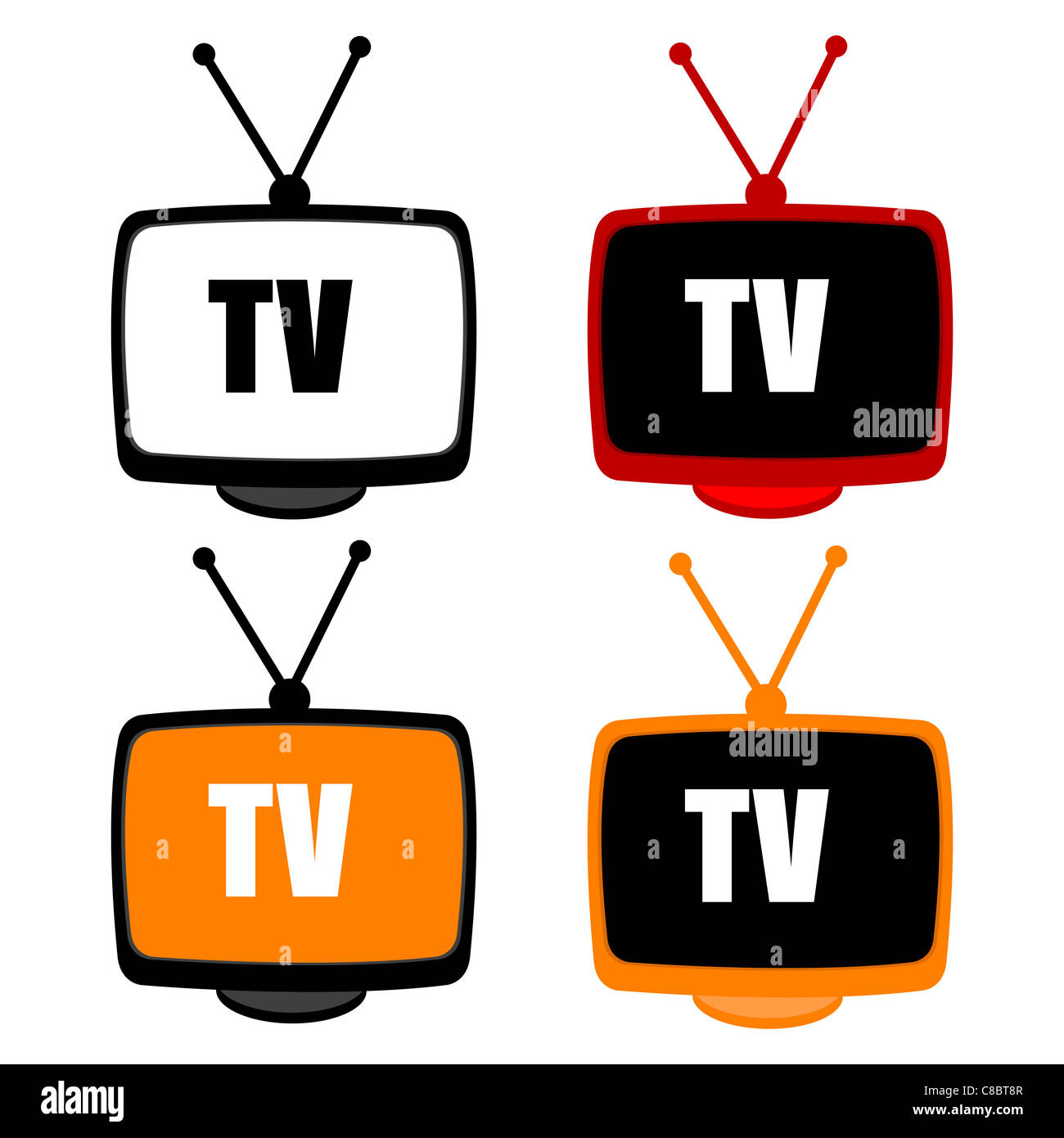 illustration of tv icons on white background Stock Photo - Alamy