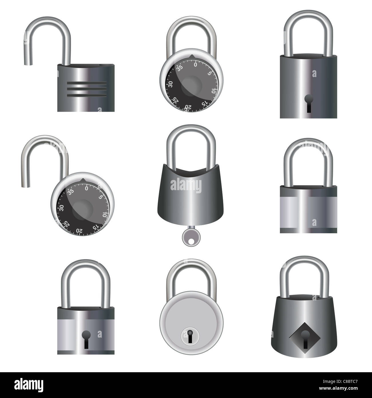 illustration of lock and unlock icons Stock Photo - Alamy