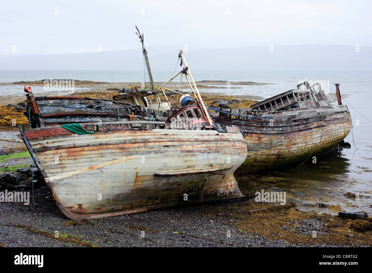 Photograph of rotting old boats taken near Salen on the Isle of Mull ...